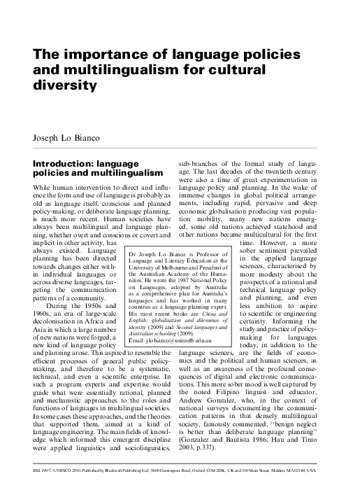 (PDF) The importance of language policies and multilingualism for ...