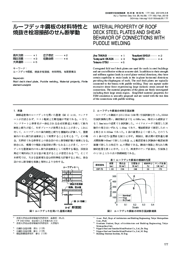 (PDF) Material Property of Roof Deck Steel Plates and Shear Behavior of ...