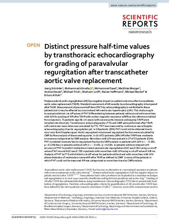 (PDF) Distinct pressure half-time values by transthoracic ...
