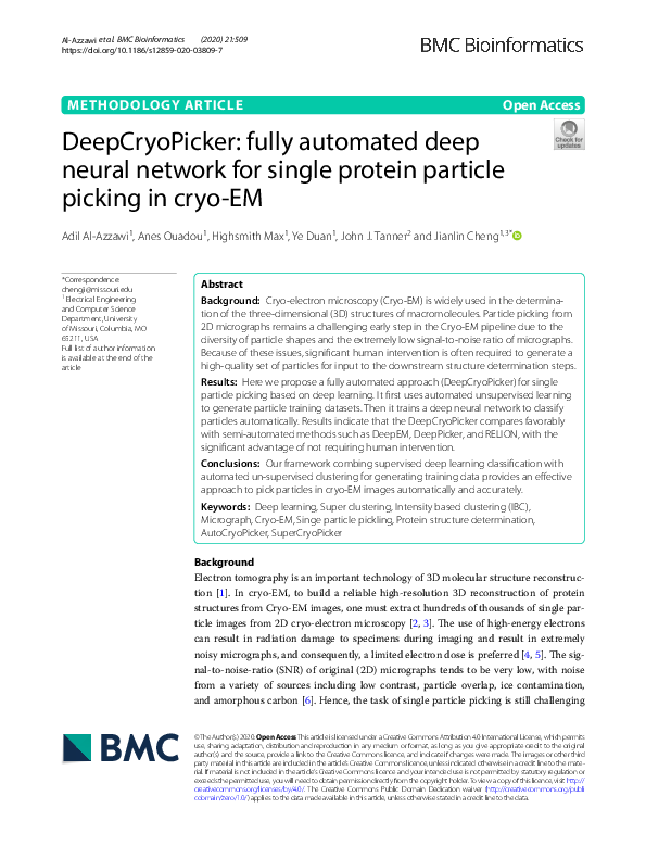 (PDF) DeepCryoPicker: fully automated deep neural network for single protein particle picking in ...
