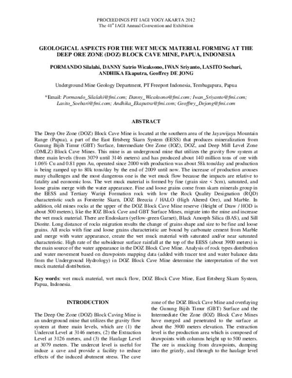 (PDF) Geological Aspects for the Wet Muck Material Forming at the Deep ...