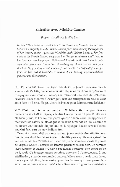 (PDF) Entretien avec Michèle Causse