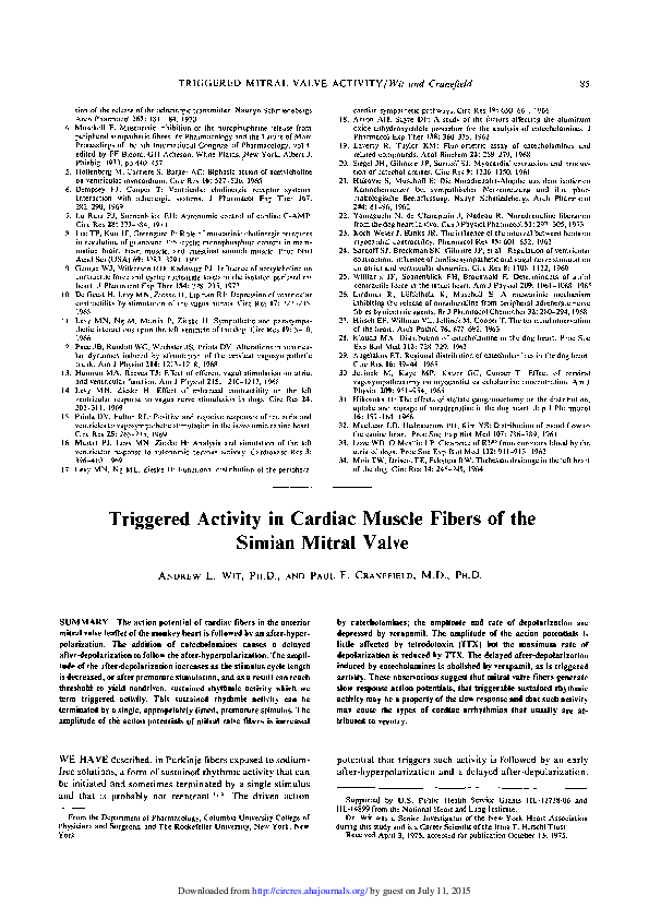 (PDF) Triggered activity in cardiac muscle fibers of the simian mitral ...