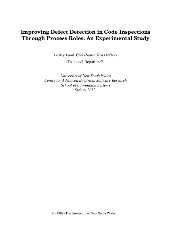(PDF) Improving defect detection in code inspections through process roles: An experimental study