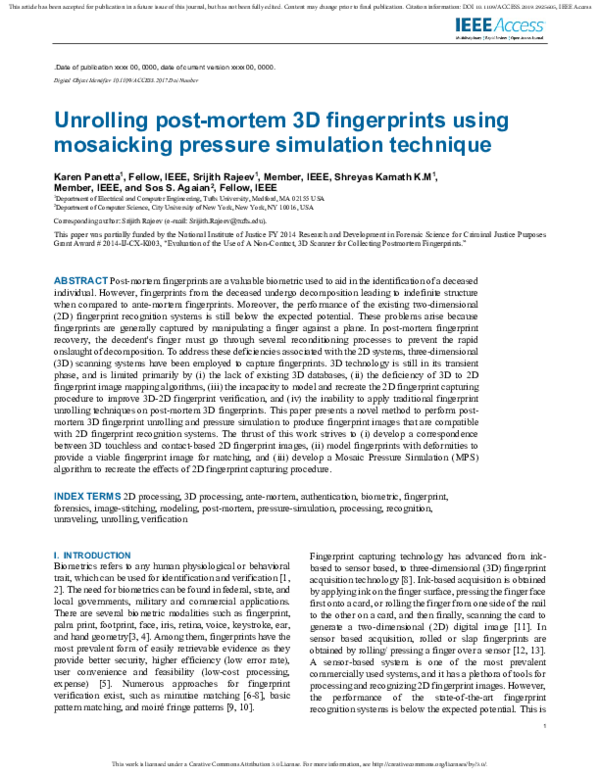 (PDF) Unrolling post-mortem 3D fingerprints using mosaicking pressure ...