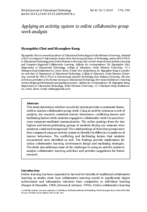 (PDF) Applying an activity system to online collaborative group work ...