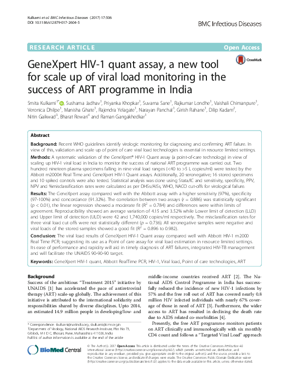 (PDF) GeneXpert HIV-1 quant assay, a new tool for scale up of viral ...