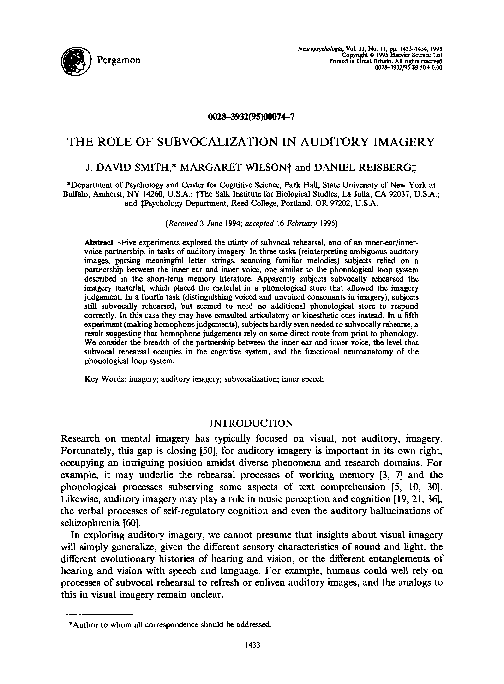 (PDF) The role of subvocalization in auditory imagery