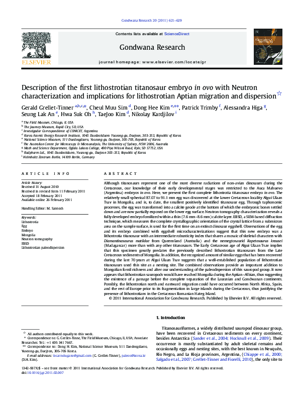 (PDF) Description of the first lithostrotian titanosaur embryo in ovo ...