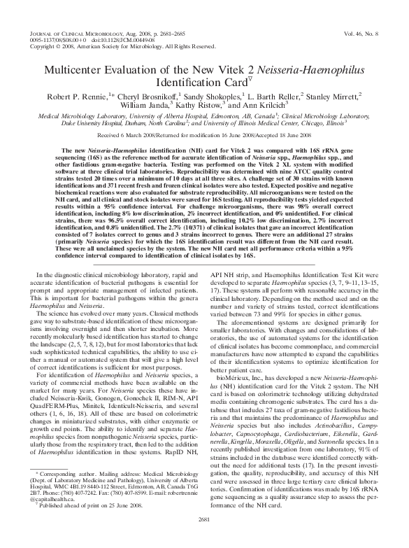 (PDF) Evaluation of Vitek 2 Neisseria-Haemophilus Card