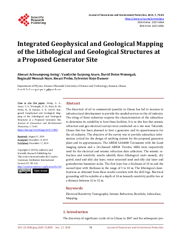 (PDF) Integrated Geophysical and Geological Mapping of the Lithological ...