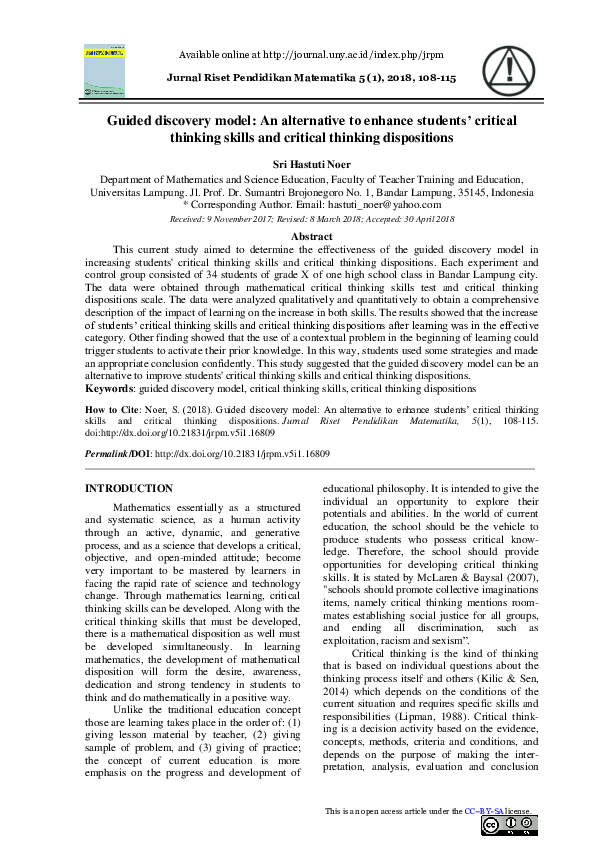 (PDF) Guided discovery model: An alternative to enhance students ...