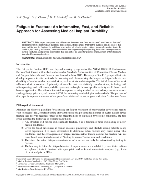 (PDF) Fatigue to Fracture: An Informative, Fast, and Reliable Approach ...