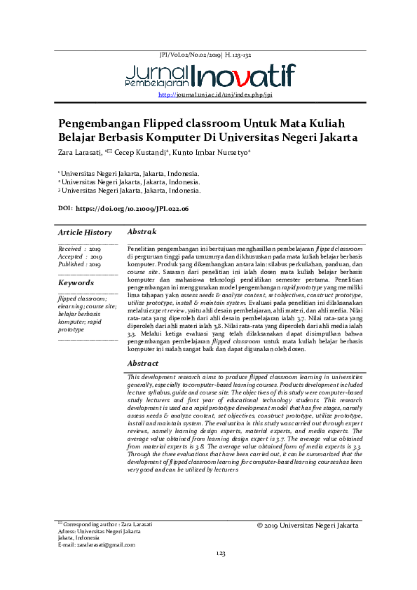 (PDF) Pengembangan Flipped Classroom Untuk Mata Kuliah Belajar Berbasis Komputer di Universitas ...