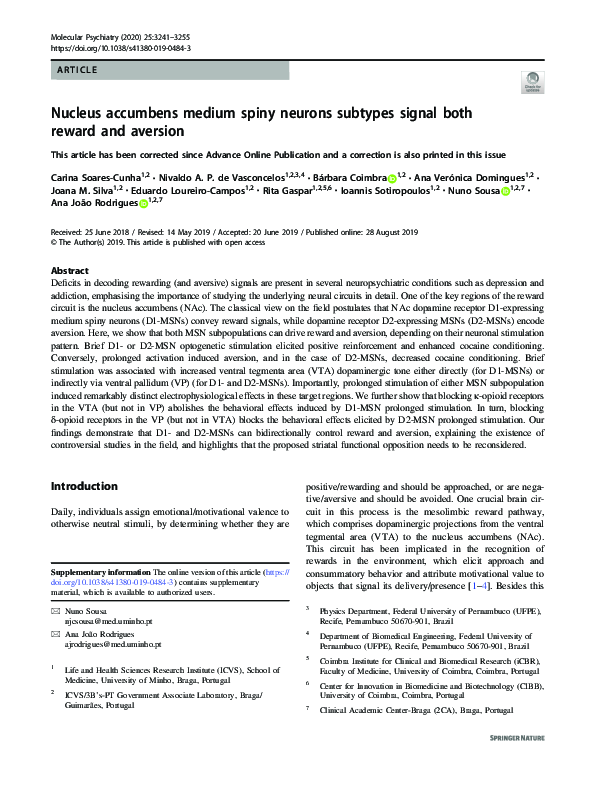(PDF) Nucleus accumbens medium spiny neurons subtypes signal both ...