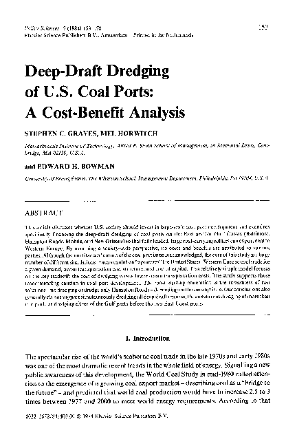 (PDF) Deep-draft dredging of U.S. coal ports: A cost-benefit analysis