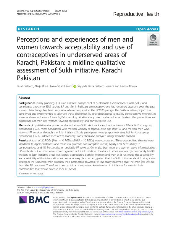(PDF) Perceptions and experiences of men and women towards acceptability and use of ...