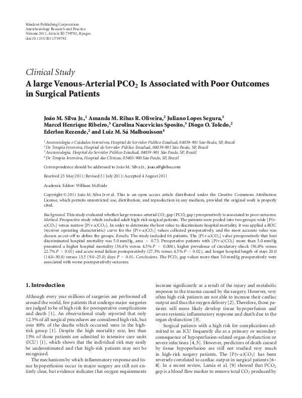 (PDF) Large venous-arterial PCO2 is associated with poor outcomes in ...