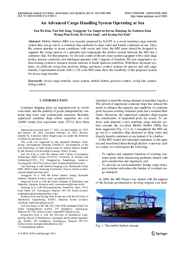 (PDF) An advanced cargo handling system operating at sea
