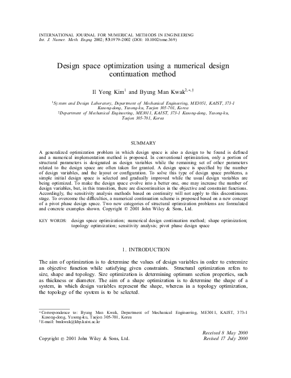 (PDF) Design space optimization using a numerical design continuation ...