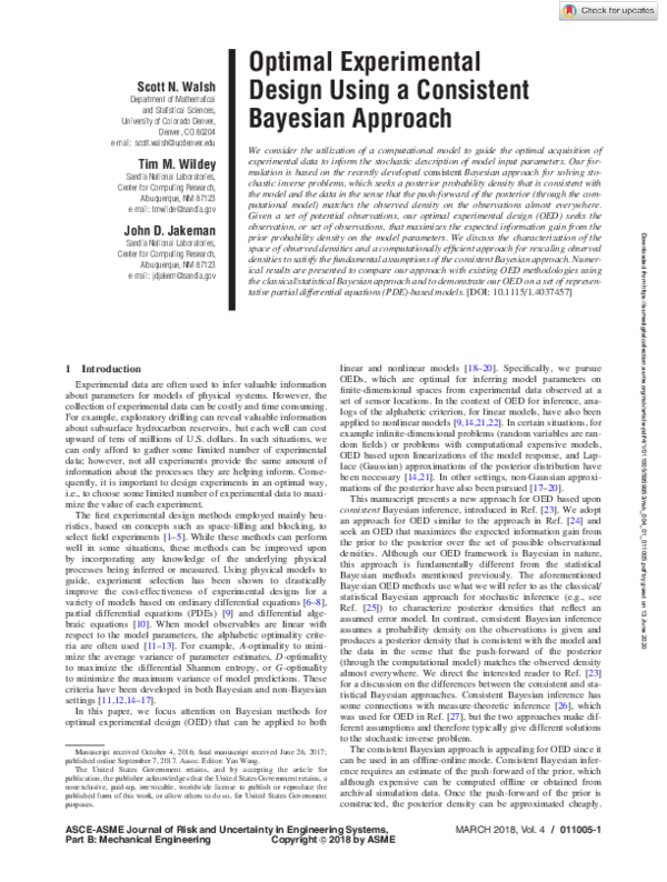 (PDF) Optimal Experimental Design Using a Consistent Bayesian Approach