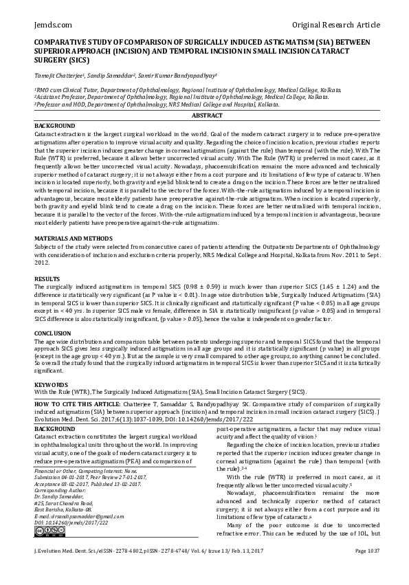 (PDF) Comparative Study of Comparison of Surgically Induced Astigmatism ...