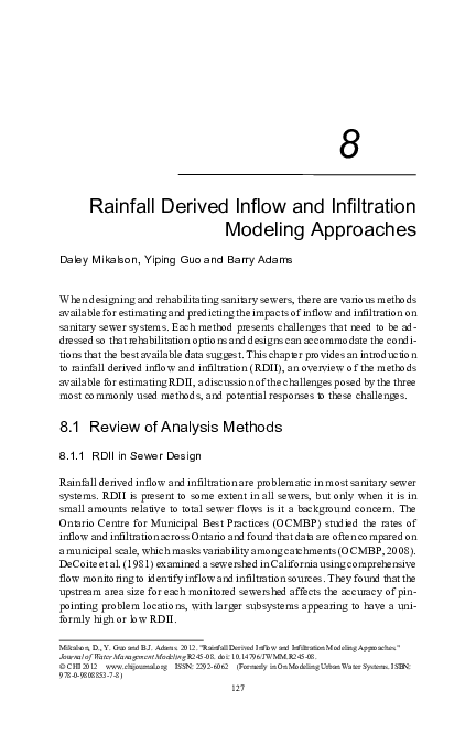 (PDF) Rainfall Derived Inflow and Infiltration Modeling Approaches