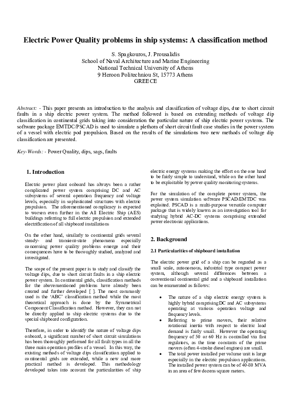 (PDF) Electric Power Quality problems in ship systems: A classification ...
