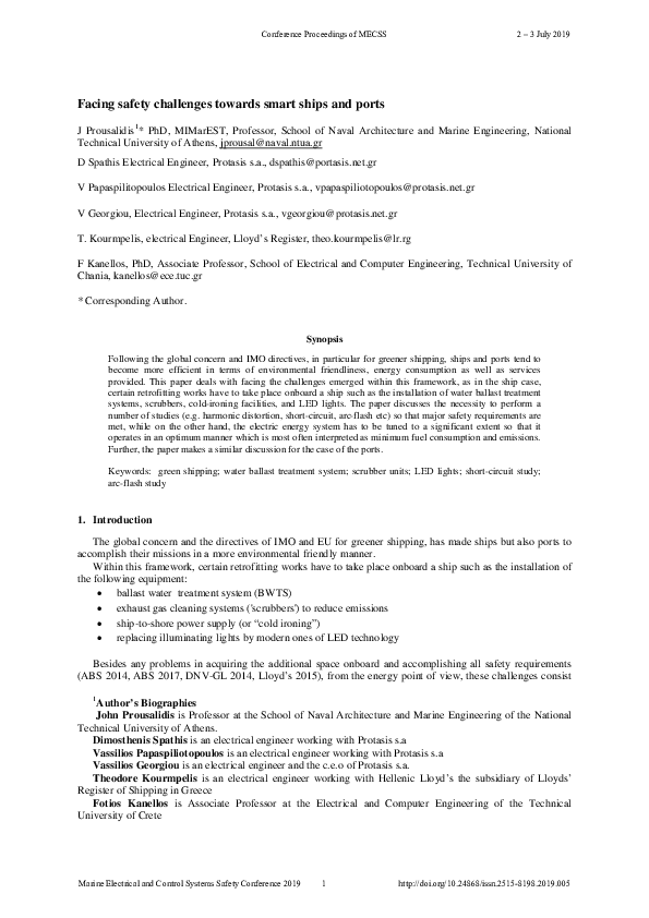 (PDF) Facing safety challenges towards smart ships and ports