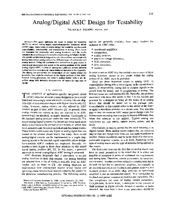 (PDF) Analog/digital ASIC design for testability