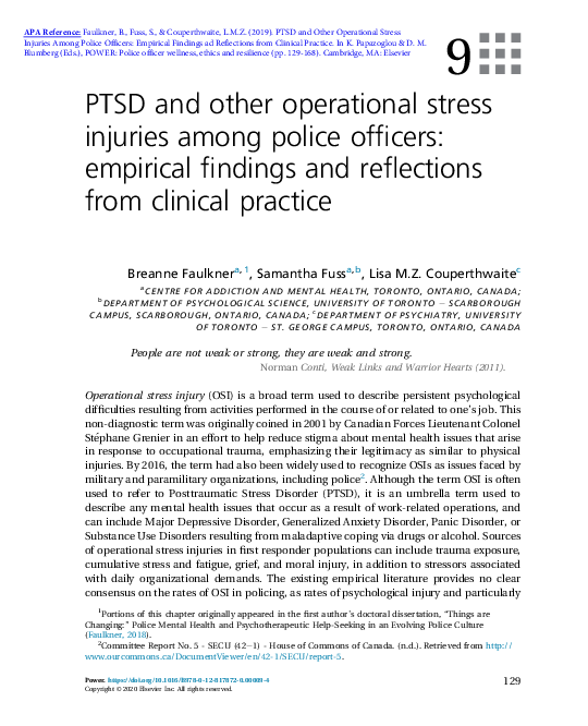 (PDF) PTSD and Other Operational Stress Injuries Among Police Officers ...
