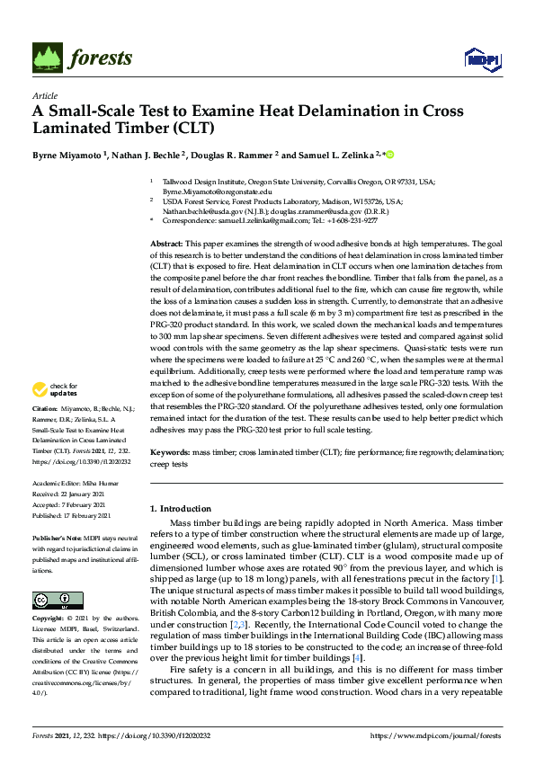 (PDF) A Small-Scale Test to Examine Heat Delamination in Cross ...