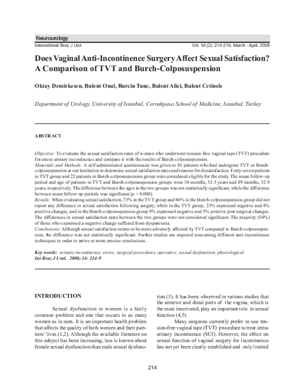 (PDF) Does vaginal anti-incontinence surgery affect sexual satisfaction ...
