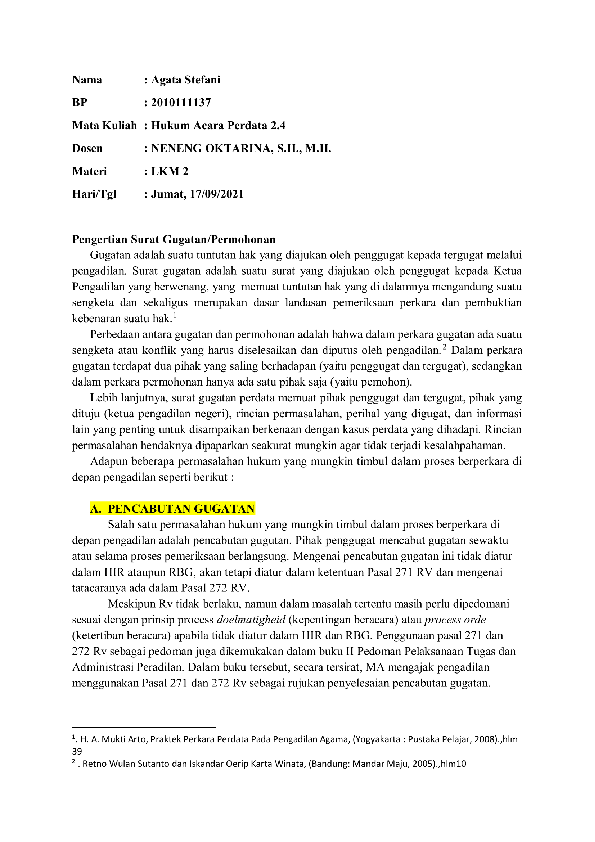 (PDF) Surat Gugatan Hukum Acara Perdata