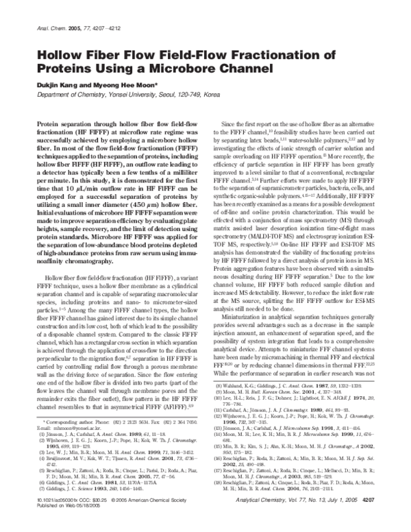 (PDF) Hollow Fiber Flow Field-Flow Fractionation of Proteins Using a ...