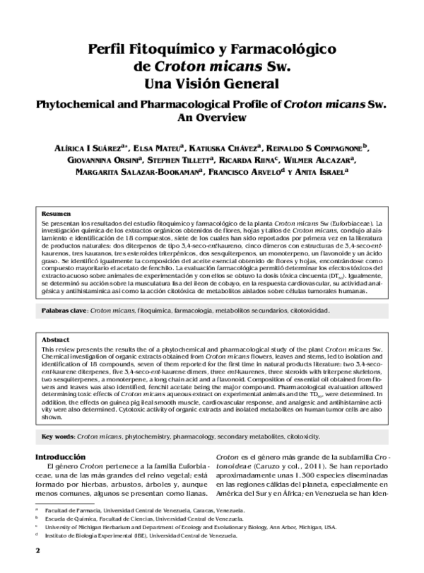 (PDF) Perfil Fitoquímico y Farmacológico de Croton micans Sw. Una ...