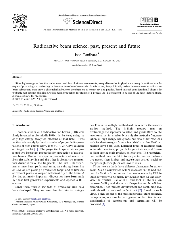 (PDF) Radioactive beam science, past, present and future