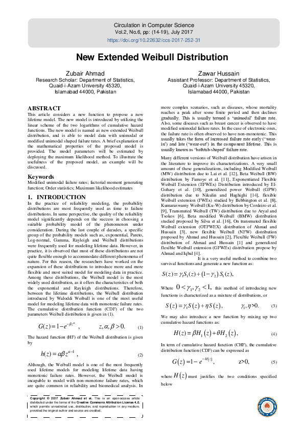 (PDF) New Extended Weibull Distribution