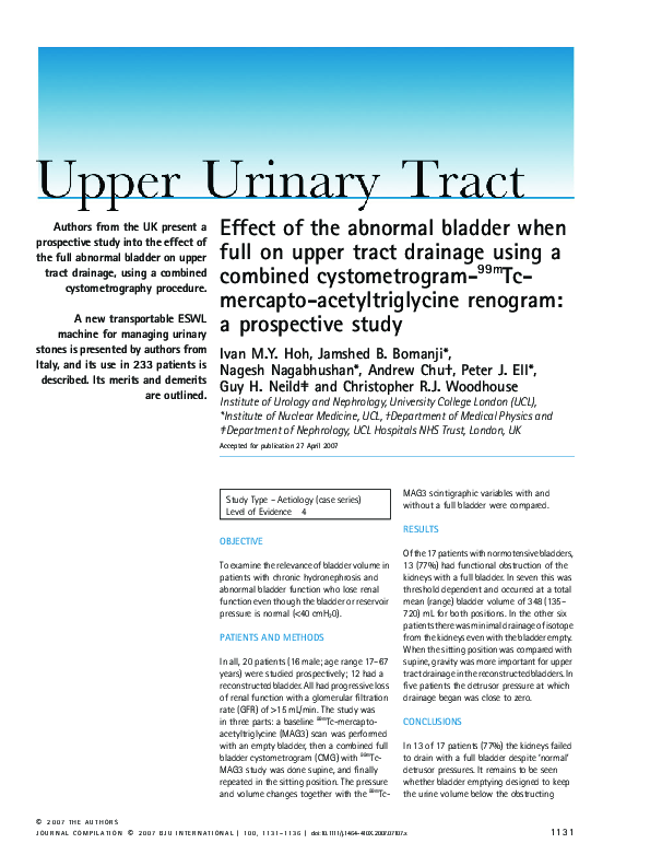 (PDF) Effect of the abnormal bladder when full on upper tract drainage ...