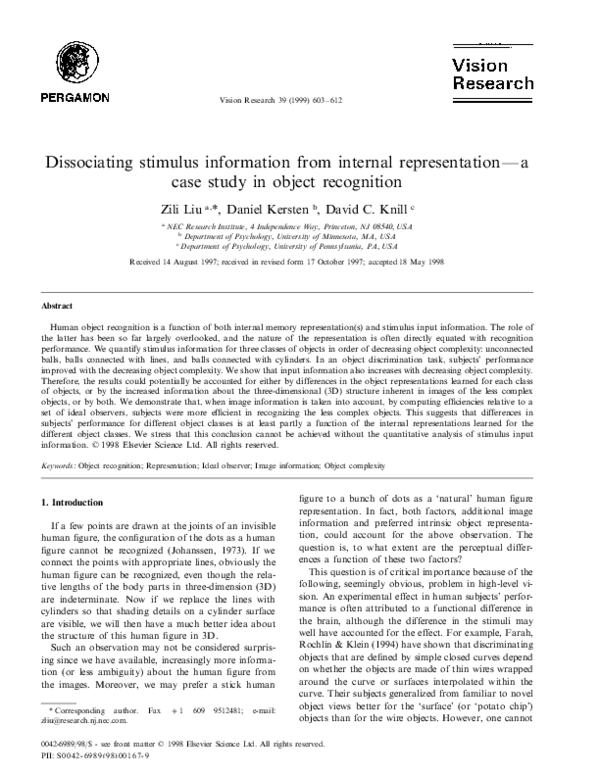 (PDF) Dissociating stimulus information from internal representation--a ...