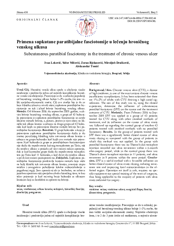 (PDF) Subcutaneous paratibial fasciotomy in the treatment of chronic ...