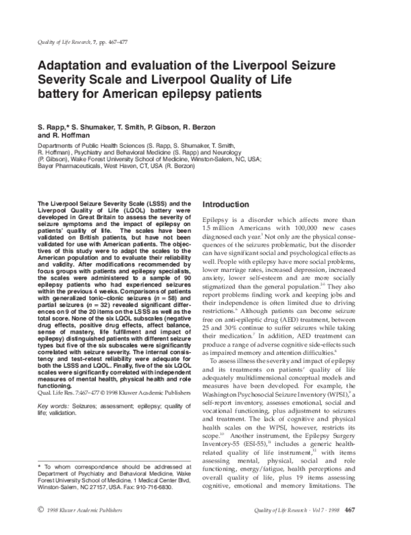 (PDF) Adaptation and evaluation of the Liverpool Seizure Severity Scale ...