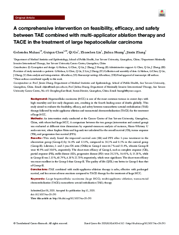 (PDF) A comprehensive intervention on feasibility, efficacy, and safety ...