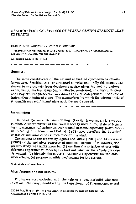 (PDF) Gastrointestinal studies of Pyrenacantha staudtii leaf extracts