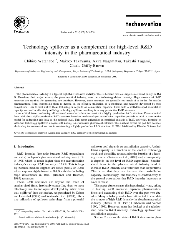 (PDF) Technology spillover as a complement for high-level R&D intensity ...