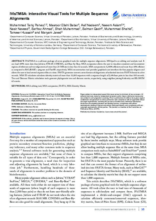 Pdf Ivistmsa Interactive Visual Tools For Multiple Sequence Alignments