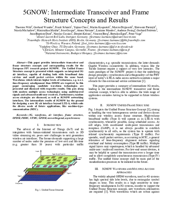 (PDF) 5GNOW: Intermediate Transceiver and Frame Structure Concepts and ...