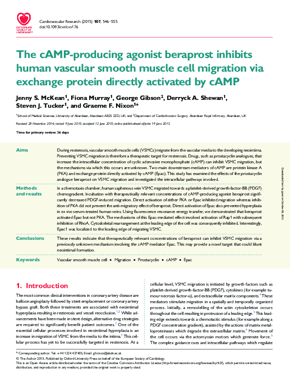 (PDF) The cAMP-producing agonist beraprost inhibits human vascular ...