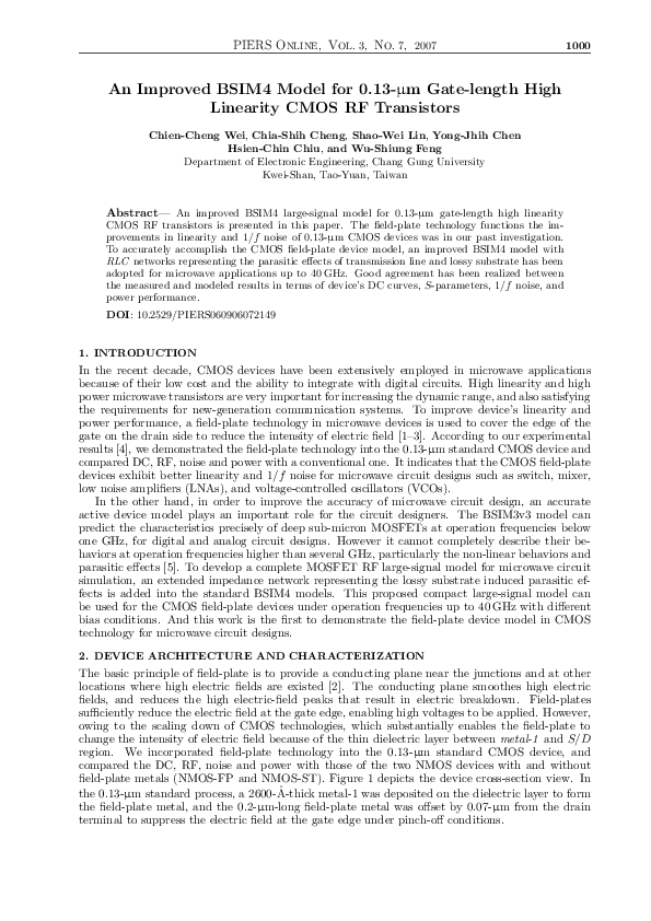 (PDF) An Improved BSIM4 Model for 0.13-um Gate-length High Linearity ...