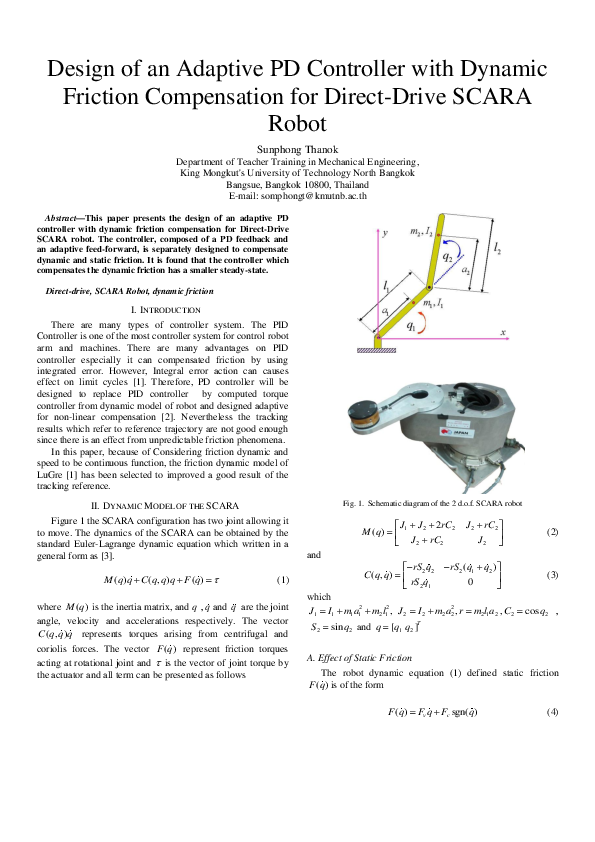 (PDF) Design of an adaptive PD controller with dynamic friction ...